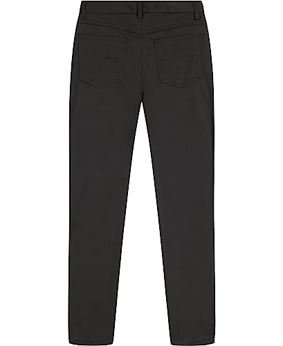 IZOD Boys' School Uniform Twill Khaki Pants, Flat Front & Comfortable Waistband, Black 5-Pocket, 16 Husky