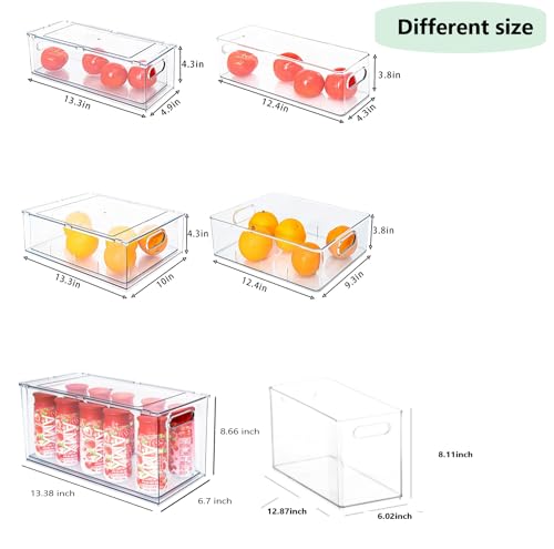 YouLike 4pack Stackable Refrigerator Organizer Bins with Pull-Out Drawer, Fridge Drawers Containers, Refrigerator, Freezer, Vanity & Fridge Organization and Storage(2M+Large+XL)