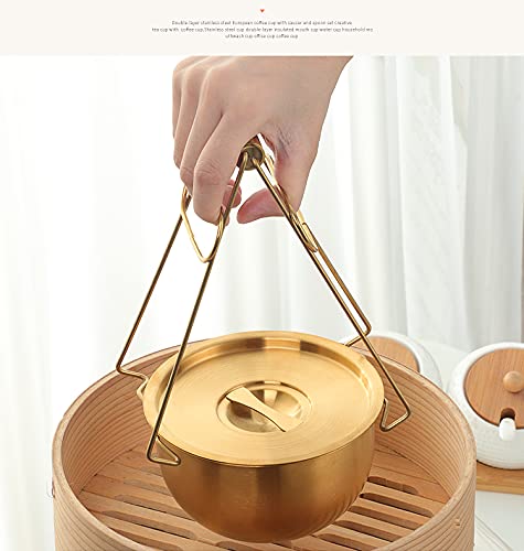 Stainless Steel Steamed Egg Bowl With Lid Cake Container Stirring Home Egg Bowl Storage Holder-Red
