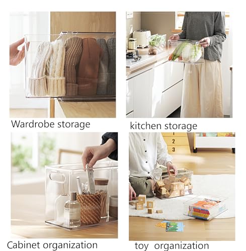 YouLike 4pack Stackable Refrigerator Organizer Bins with Pull-Out Drawer, Fridge Drawers Containers, Refrigerator, Freezer, Vanity & Fridge Organization and Storage(2M+Large+XL)