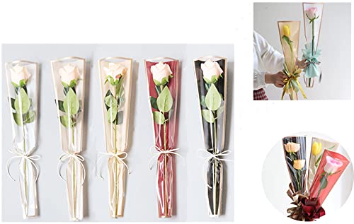 100 Pcs Clear Gold Edge Rose Packaging Bag Single Rose Packaging Bag, Waterproof Floral Wrapping Paper (black)