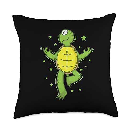 Turtle reptile carapace old Sauropsida Testudines Turtle Doing Yoga Reptile Water Throw Pillow, 18x18, Multicolor