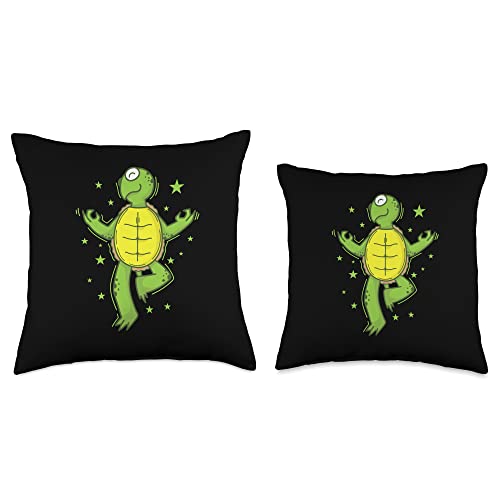 Turtle reptile carapace old Sauropsida Testudines Turtle Doing Yoga Reptile Water Throw Pillow, 16x16, Multicolor