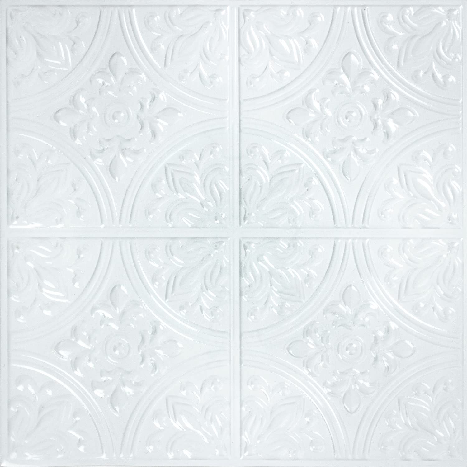 RoomMates TIL5014FLT Bright White Tin Tile Peel and Stick Backsplash
