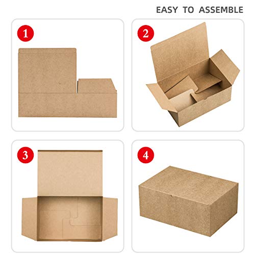 Frantis Brown Gift Boxes 9.45x6.5x4 Inches 10 Pack, Paper Gift Box with Lids for Bridesmaid Gifts, Birthday, Party, Christmas,Wedding, Crafting Cupcake Boxes, With 66 FT Twine