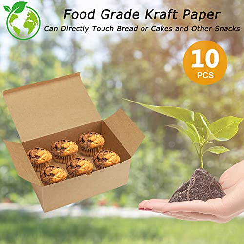 Frantis Brown Gift Boxes 9.45x6.5x4 Inches 10 Pack, Paper Gift Box with Lids for Bridesmaid Gifts, Birthday, Party, Christmas,Wedding, Crafting Cupcake Boxes, With 66 FT Twine