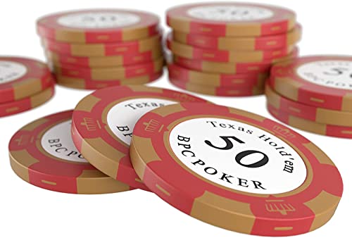 Bullets Poker Set, 2 Plastic Card, Dice, Dealer Button, Manual & Travel Case – with Case for Texas Hold’em, Casino Games, & Prominence – Ideal Poker Set with Chips and Cards, 500 Clay 'Carmela' Chips.