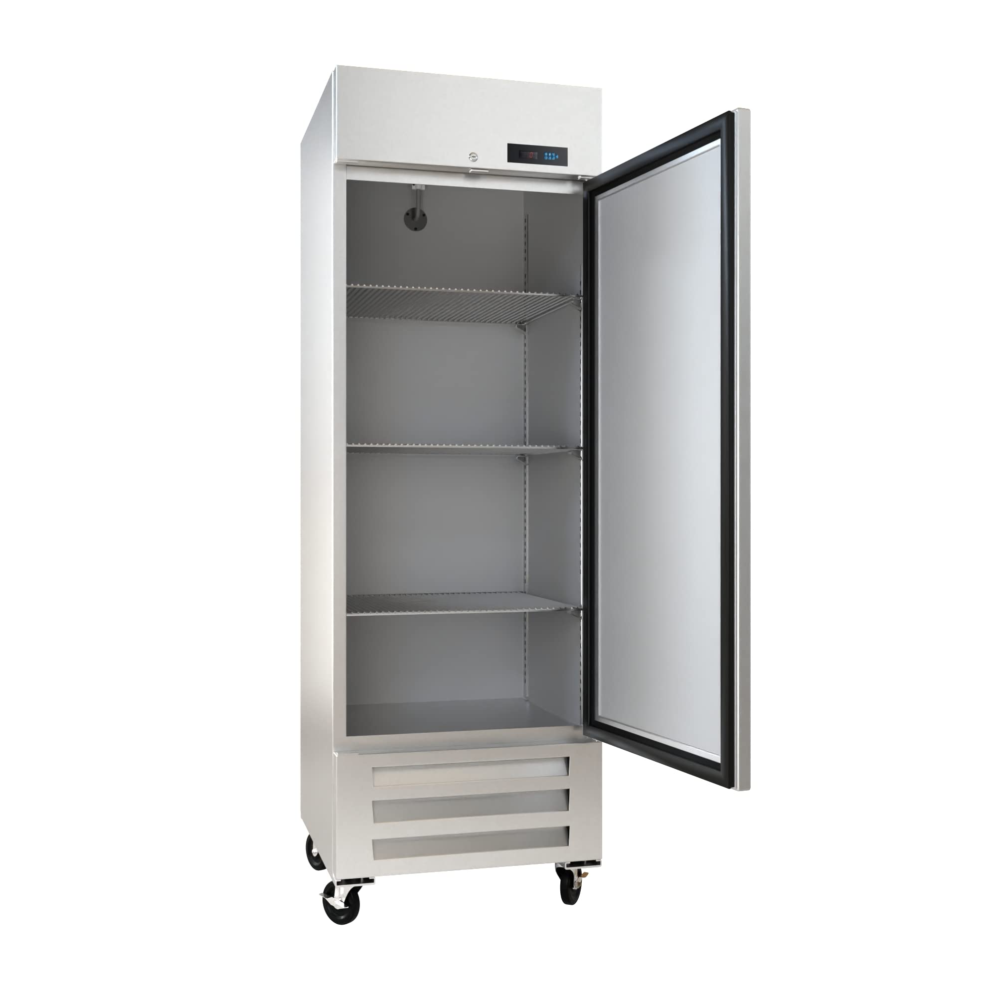 27 5/8 Inch AP-23F 20 Cu. Ft Commercial Freezer, Single Door Stainless Steel Reach-in Freezer with 3 Adjustable Shelves for Restaurants, -8°F – 0°F