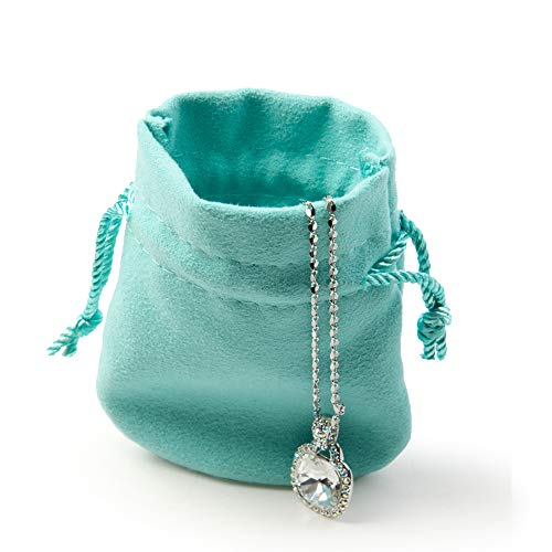 Oirlv Best 50 Pcs 3.5"x3" Velvet Gift Bags Drawstring Jewelry Pouches Wedding Favor Bags(Blue)