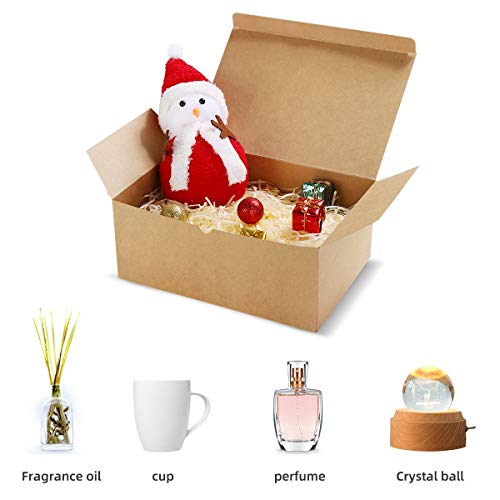 Frantis Brown Gift Boxes 9.45x6.5x4 Inches 10 Pack, Paper Gift Box with Lids for Bridesmaid Gifts, Birthday, Party, Christmas,Wedding, Crafting Cupcake Boxes, With 66 FT Twine
