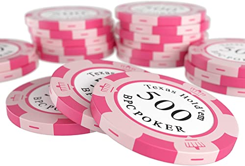 Bullets Poker Set, 2 Plastic Card, Dice, Dealer Button, Manual & Travel Case – with Case for Texas Hold’em, Casino Games, & Prominence – Ideal Poker Set with Chips and Cards, 500 Clay 'Carmela' Chips.