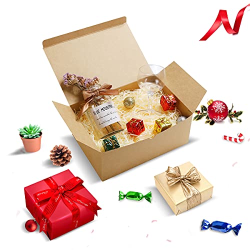 Frantis Brown Gift Boxes 9.45x6.5x4 Inches 10 Pack, Paper Gift Box with Lids for Bridesmaid Gifts, Birthday, Party, Christmas,Wedding, Crafting Cupcake Boxes, With 66 FT Twine