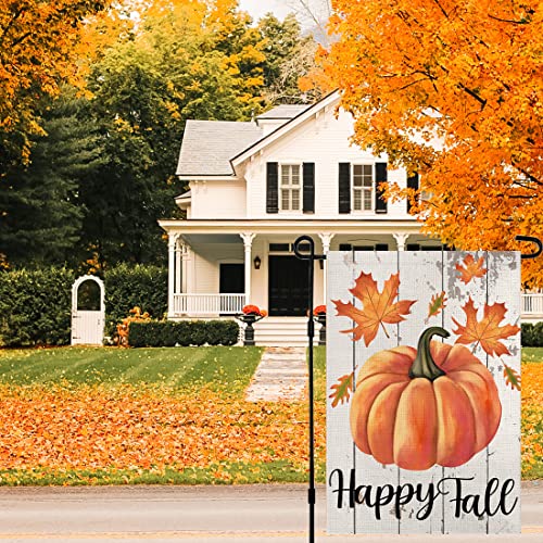 Happy Fall Garden Flag 12×18 Inch Double Sided Vertical Thanksgiving Yard Autumn Pumpkin Outdoor Decor DF076