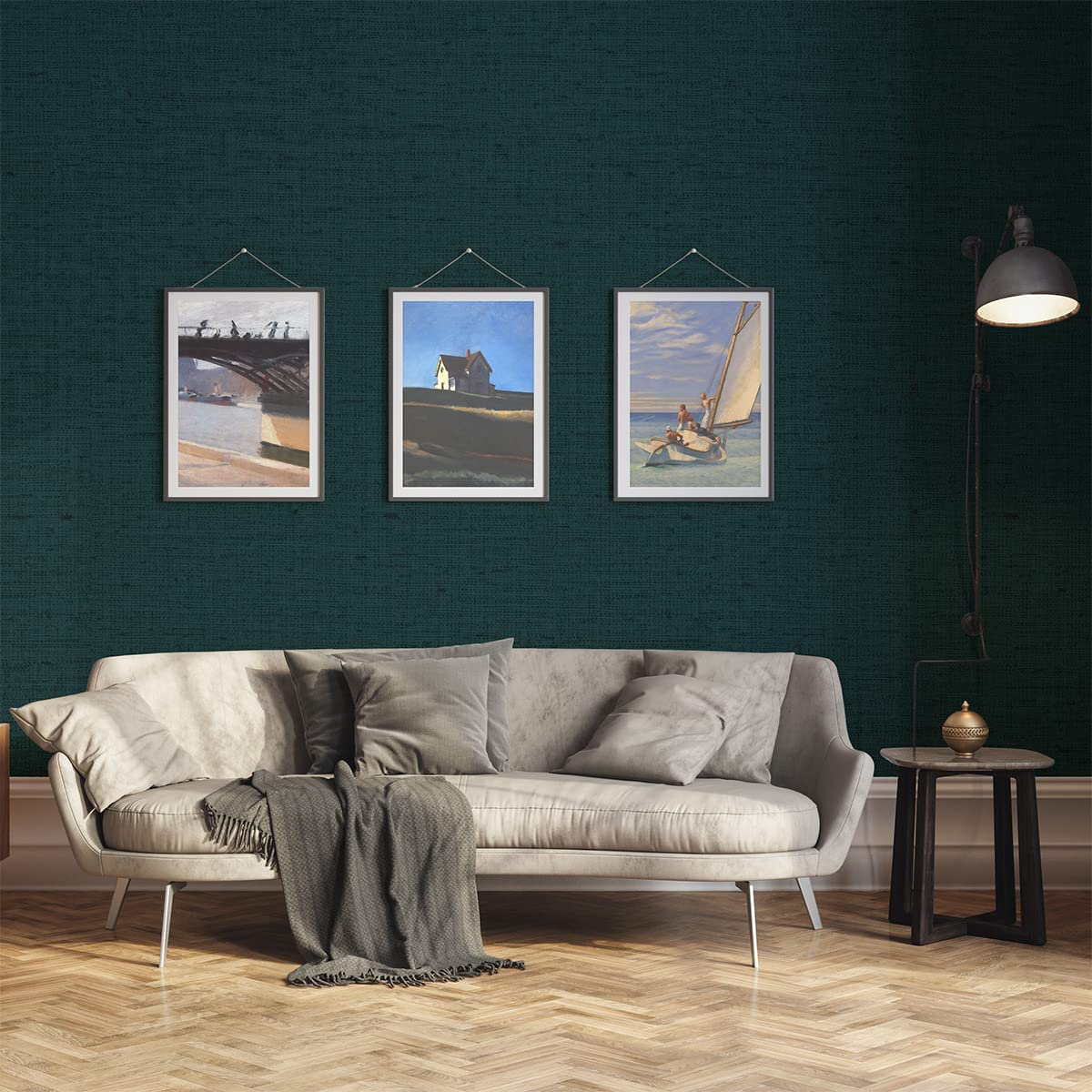 Akywall Grasscloth Peel and Stick Wallpaper Blackish Green Textured Fabric Linen Contact Paper Waterproof Self Adhesive Stick on Wall Paper Removable Vinyl Roll for Cabinet Drawer 15.7" x 78.7"