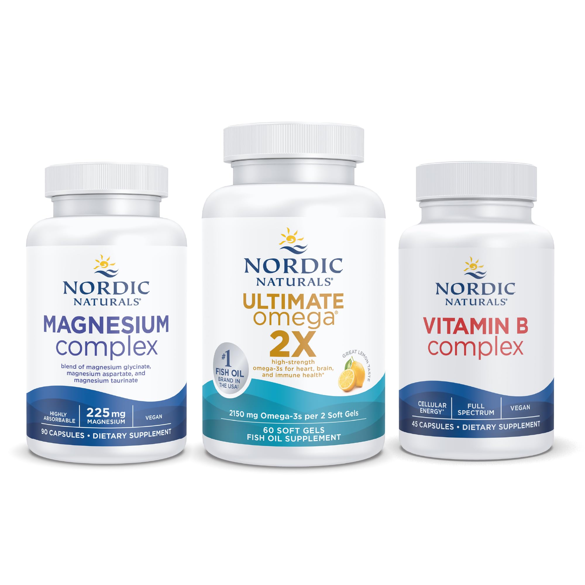 Nordic Naturals Starter Pack - Vitamin B Complex, Ultimate Omega 2X, Magnesium Complex