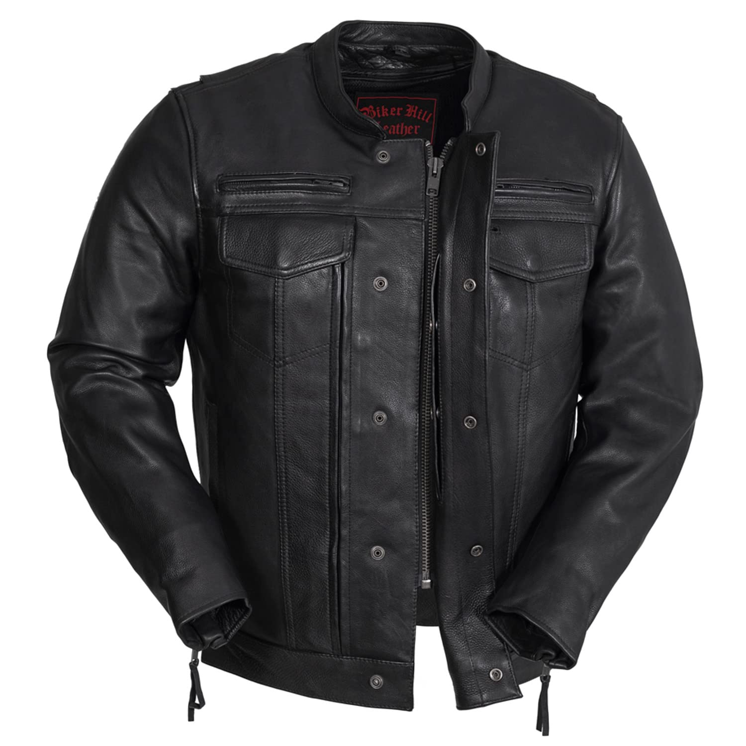 Mens Motorcycle Leather Riding Jacket | Leather Motorcycle Biker Jacket Men (XL)