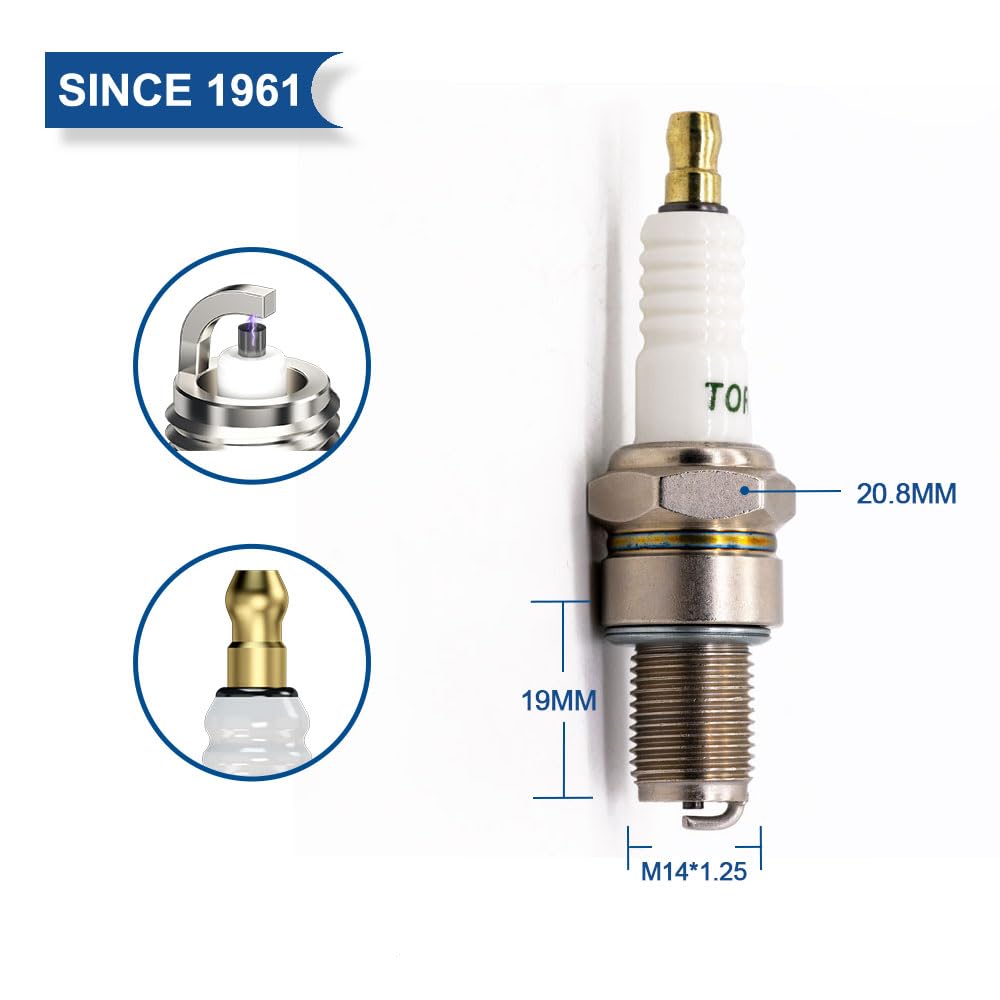 PK4 TORCH F8C Spark Plug Replacement for NGK (2411) B8ES, Honda 98079-58840, Yamaha Yfz450 2007/Blaster 2000, Suzuki 550 GT 1975, Champion N3C, Denso IW24, OEM