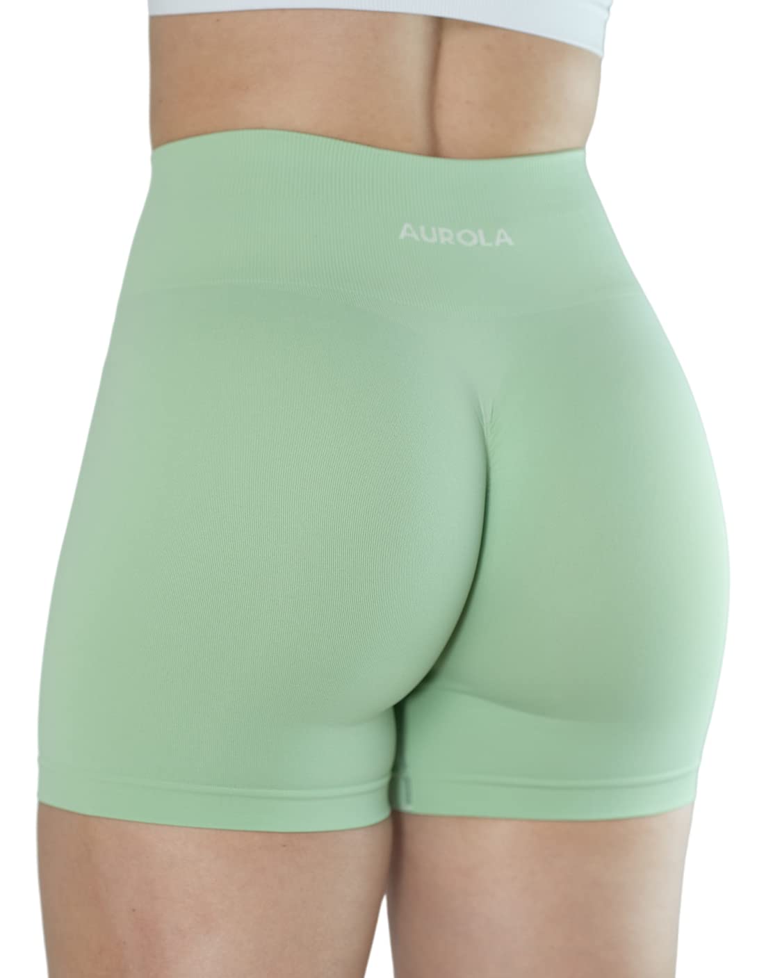 AUROLA Dream Collection Women Workout Shorts High Waist Gym Shorts, Scrunch Butt Seamless Athletic Shorts,Pastel Green,M