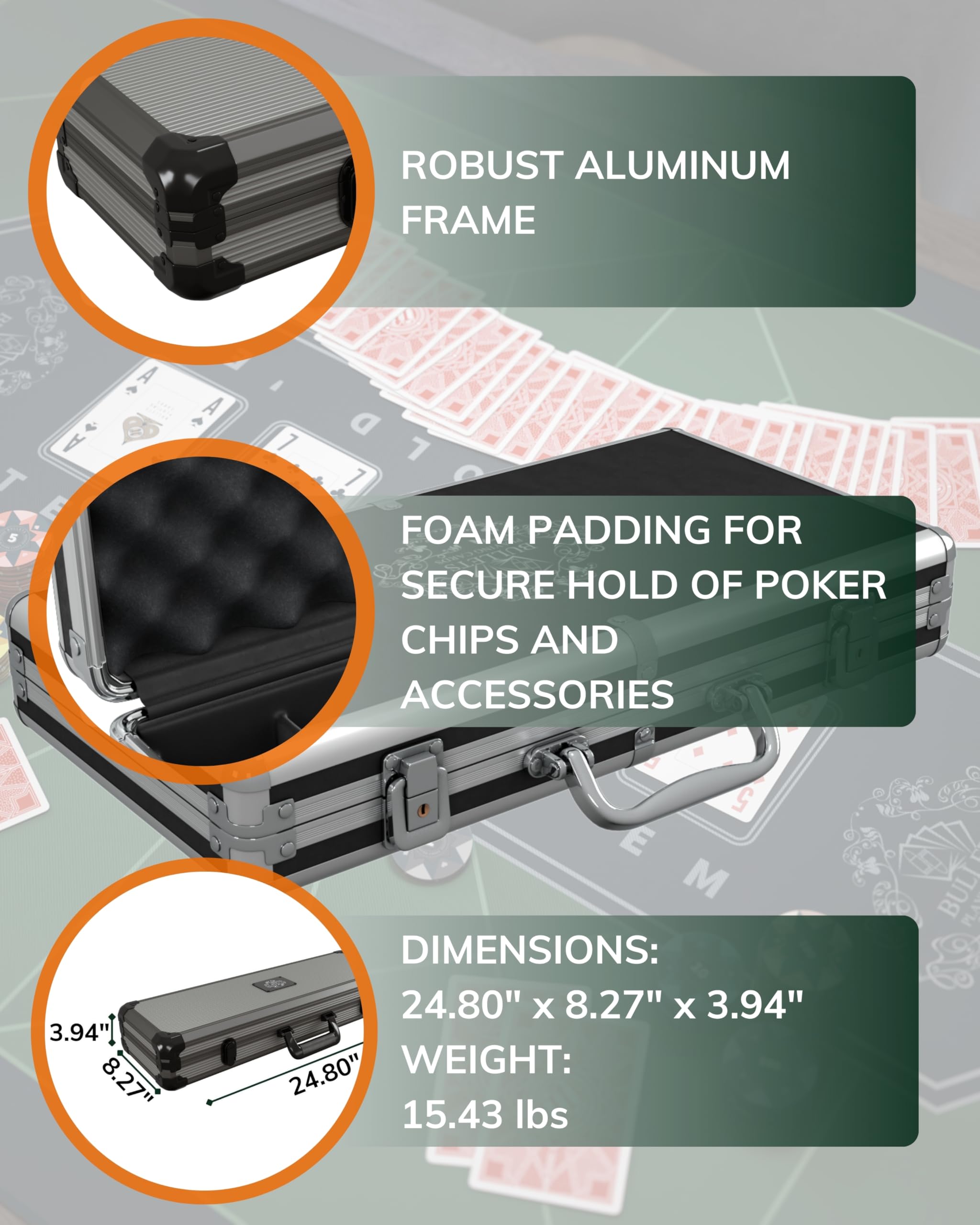 Bullets Playing Cards Poker Sets with Case - Versatile Denominations for Poker, Blackjack, & Casino Games - Durable & Complete Set - Poker Case with 500 Ceramic Poker Chips 'Richie' with Values