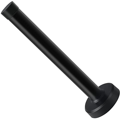 Door Stops, Wall Mount Door Stopper, Brushed Stainless Steel, Extra Long Doorstops with Sound Dampening Rubber Tip Bumper, Wall Door Protector 6 Inch 1 Pack Black