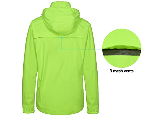 Little Donkey Andy Women's Rain Running Jacket Cycling Bike Coat Lightweight Windproof Fluorescent Yellow L