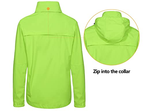 Little Donkey Andy Women's Rain Running Jacket Cycling Bike Coat Lightweight Windproof Fluorescent Yellow L