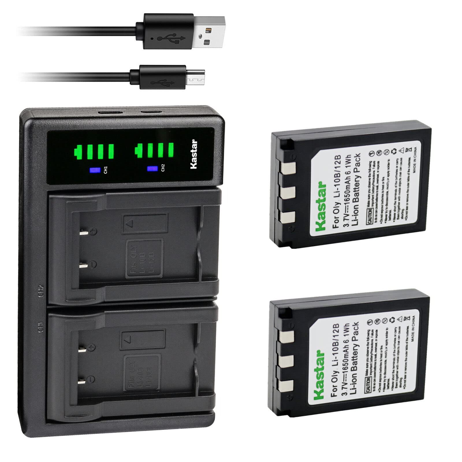 Kastar 2-Pack Li-10B Battery and LTD2 USB Charger Compatible with Olympus Camedia C-765 Ultra Zoom, Camedia C-770 Ultra Zoom, Camedia C-5000 Sport Zoom, Camedia C-5000 Zoom, Camedia C-7000 Zoom Camera