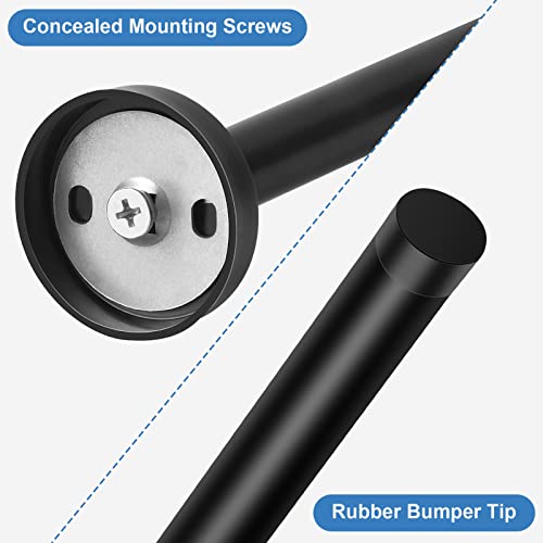 Door Stops, Wall Mount Door Stopper, Brushed Stainless Steel, Extra Long Doorstops with Sound Dampening Rubber Tip Bumper, Wall Door Protector 6 Inch 1 Pack Black