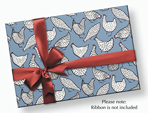 Hen Gift Wrap - Birthday Wrapping Paper - Folded Flat 30 x 20 Inch (3 Sheets)