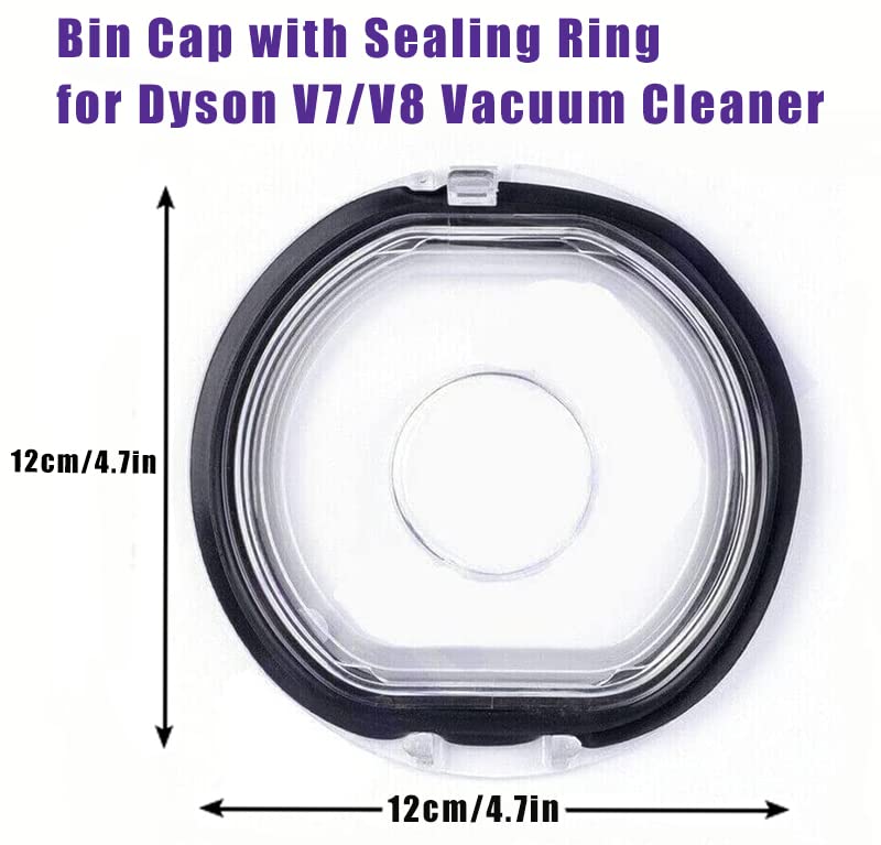 Bin Lid Cap for Dyson V7 V8 SV10 SV11 Vacuum Cleaner Replacement Cover with Sealing Ring
