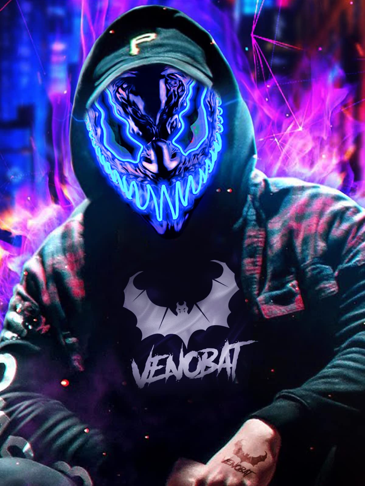 Quanquer LED Light Up Mask for Adults Kids, Unique Neon Glow Masks with Dark and Evil Glowing Eyes, Conspicuous Menacingly Cool Halloween Costume for Men Women Cosplay-Blue