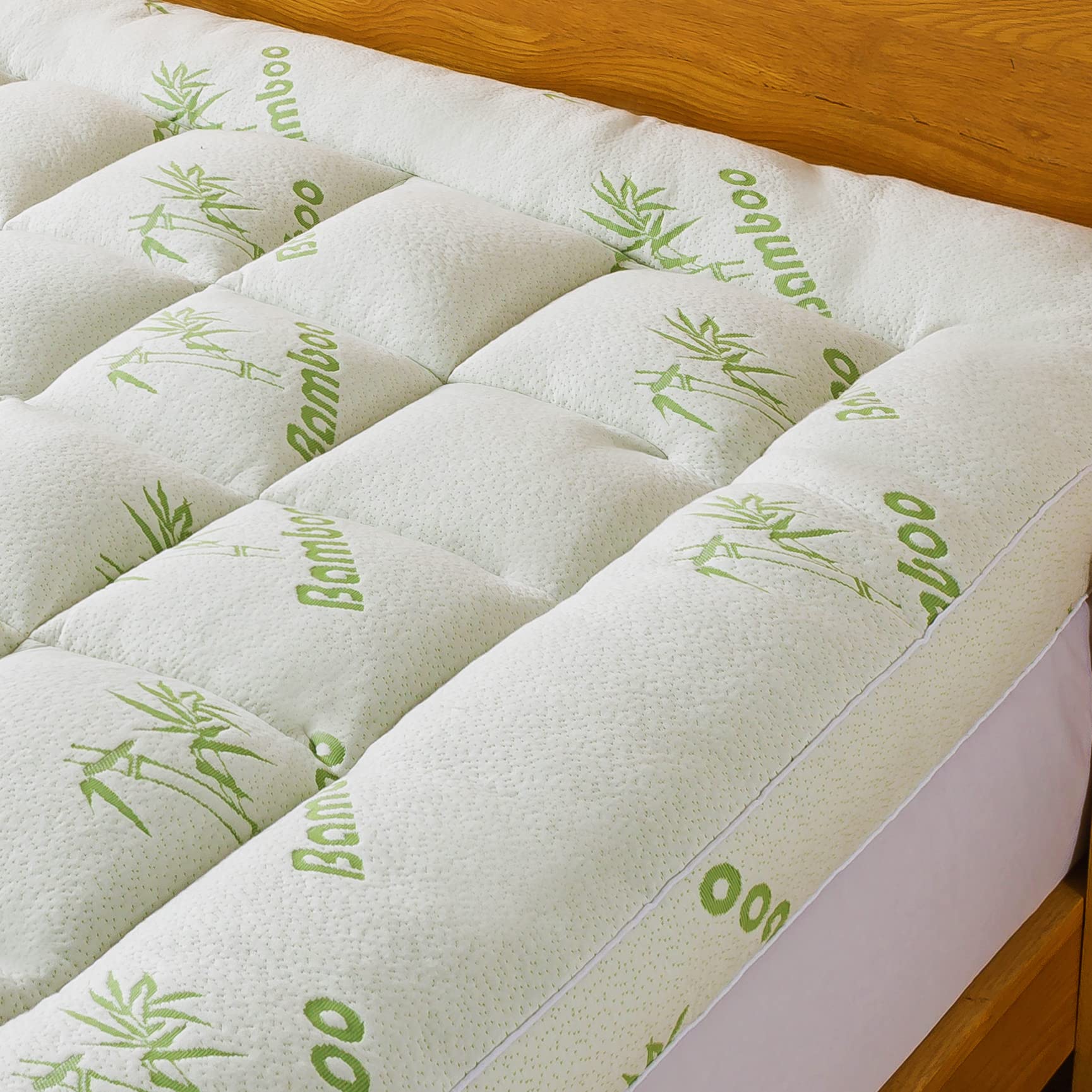 Bamboo_Viscose Mattress Topper Twin Size, Cooling Extra Thick Breathable Mattress pad, 8-21”Deep Pocket Soft Quilted Fitted Mattress Cover with Down Alternative Fill