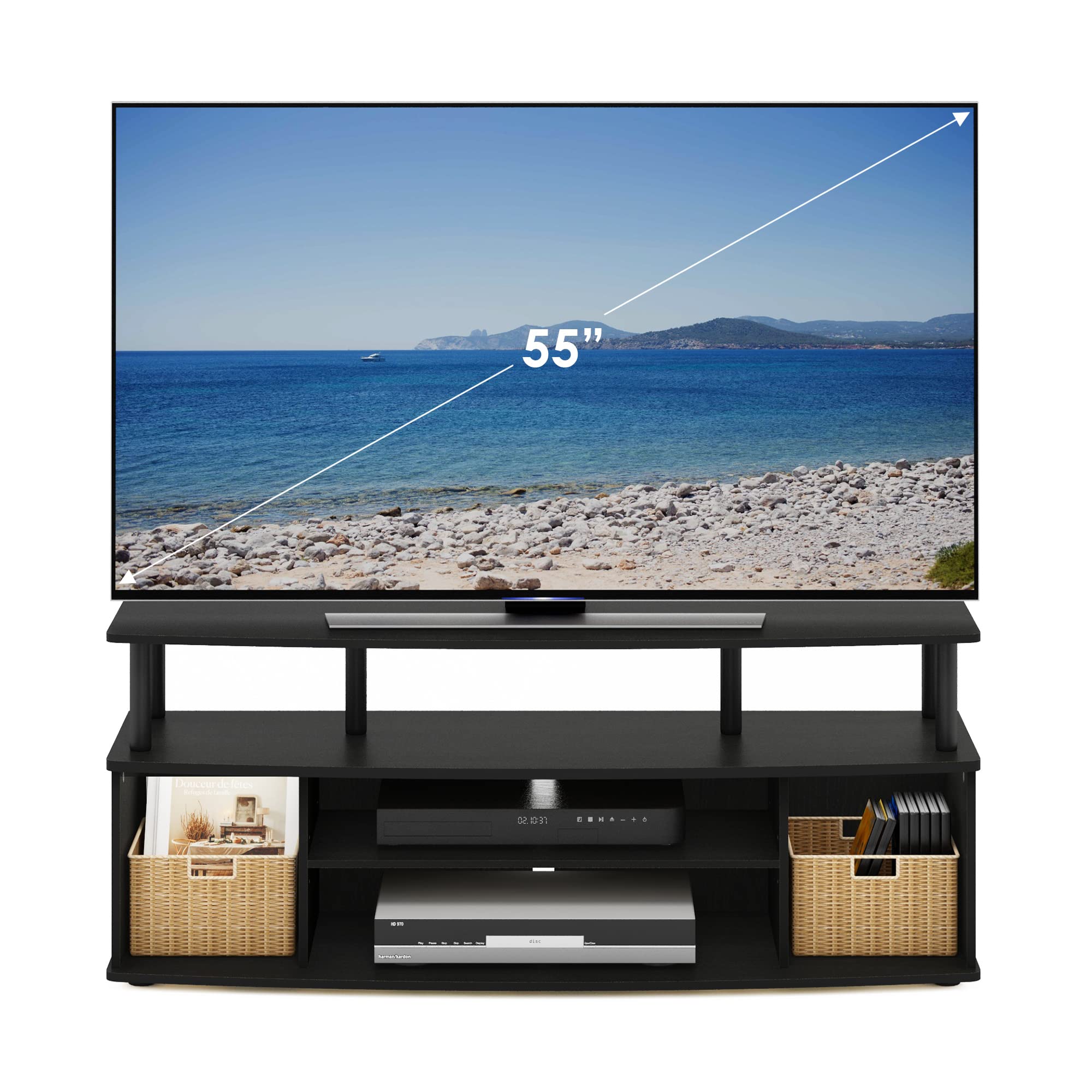 Furinno Jaya Large Entertainment Center Hold up to 55-in TV, Inches, Blackwood