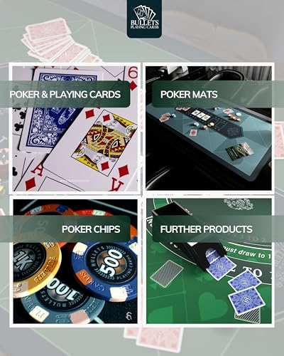 Bullets Playing Cards Poker Sets with Case - Versatile Denominations for Poker, Blackjack, & Casino Games - Durable & Complete Set - Poker Case with 300 Ceramic Poker Chips 'Richie' with Values