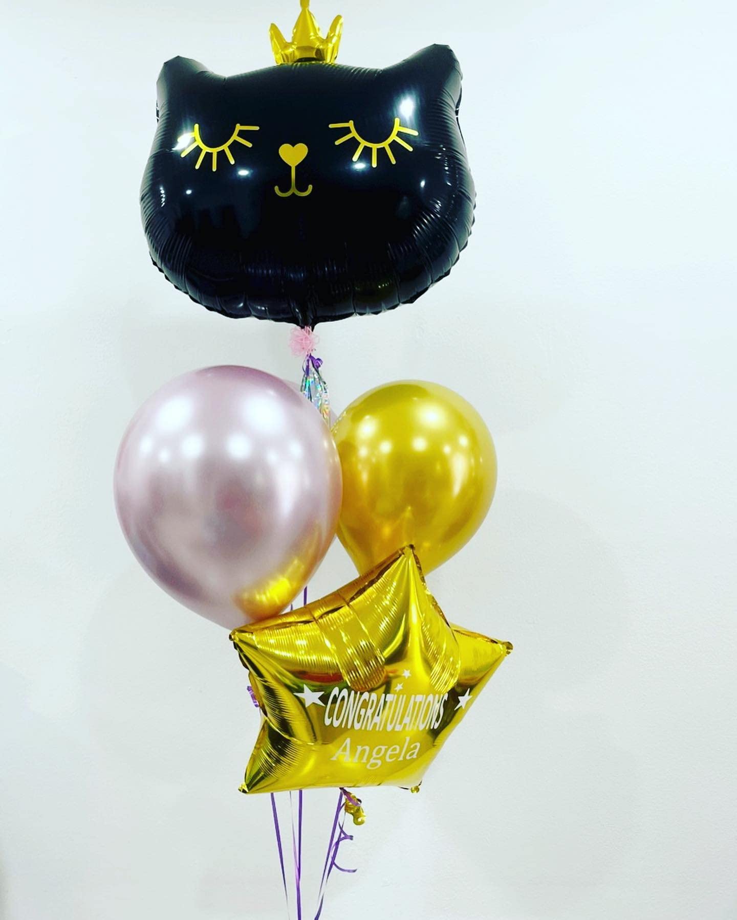 Giant Cat Balloons 22 Inch Adorable Black Crown Kitty White Cat Balloons for Kitten Pet Cat Theme Birthday Party Decorations