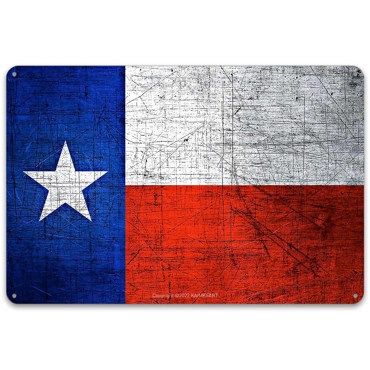 KAIMKEART Texas Flag Vintage Wall Decor, Tin Sign State of Texas Flags on The Dirty Background Vintage Metal Tin Signs for Men Women Wall Art Decor for Home Bars Clubs Cafes 12x8 Inch