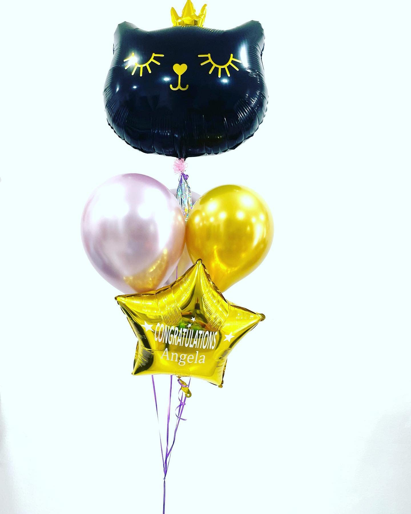 Giant Cat Balloons 22 Inch Adorable Black Crown Kitty White Cat Balloons for Kitten Pet Cat Theme Birthday Party Decorations