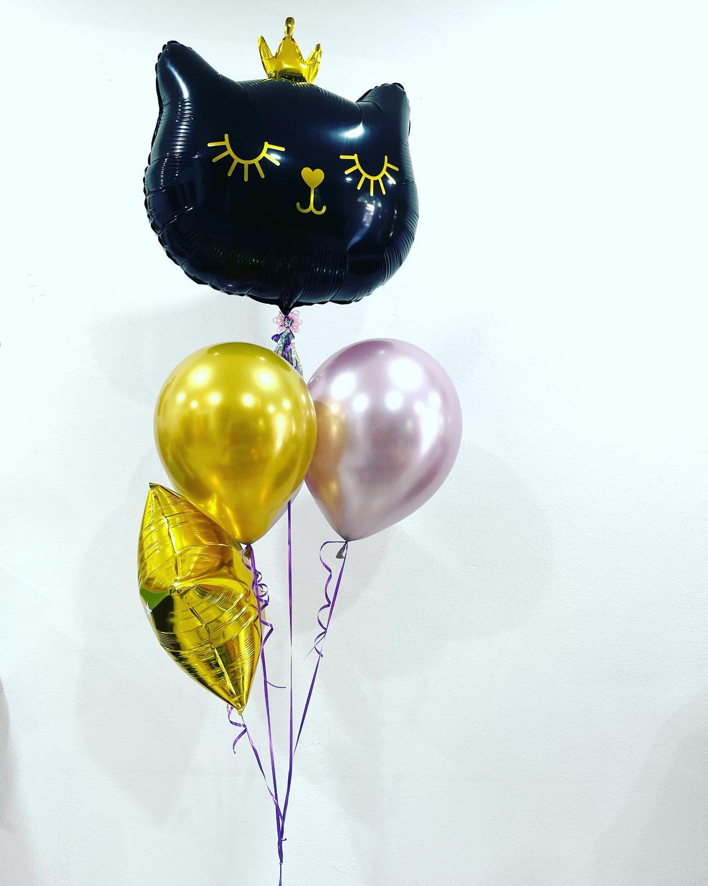 Giant Cat Balloons 22 Inch Adorable Black Crown Kitty White Cat Balloons for Kitten Pet Cat Theme Birthday Party Decorations