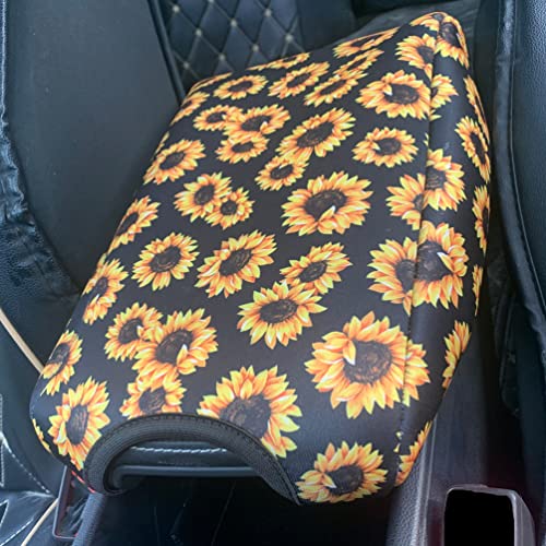 RANXIZY Sunflower Neoprene Center Console Cover Armrest Pad for Jeep Wrangler,Sunflower Car Accesory for Jeep