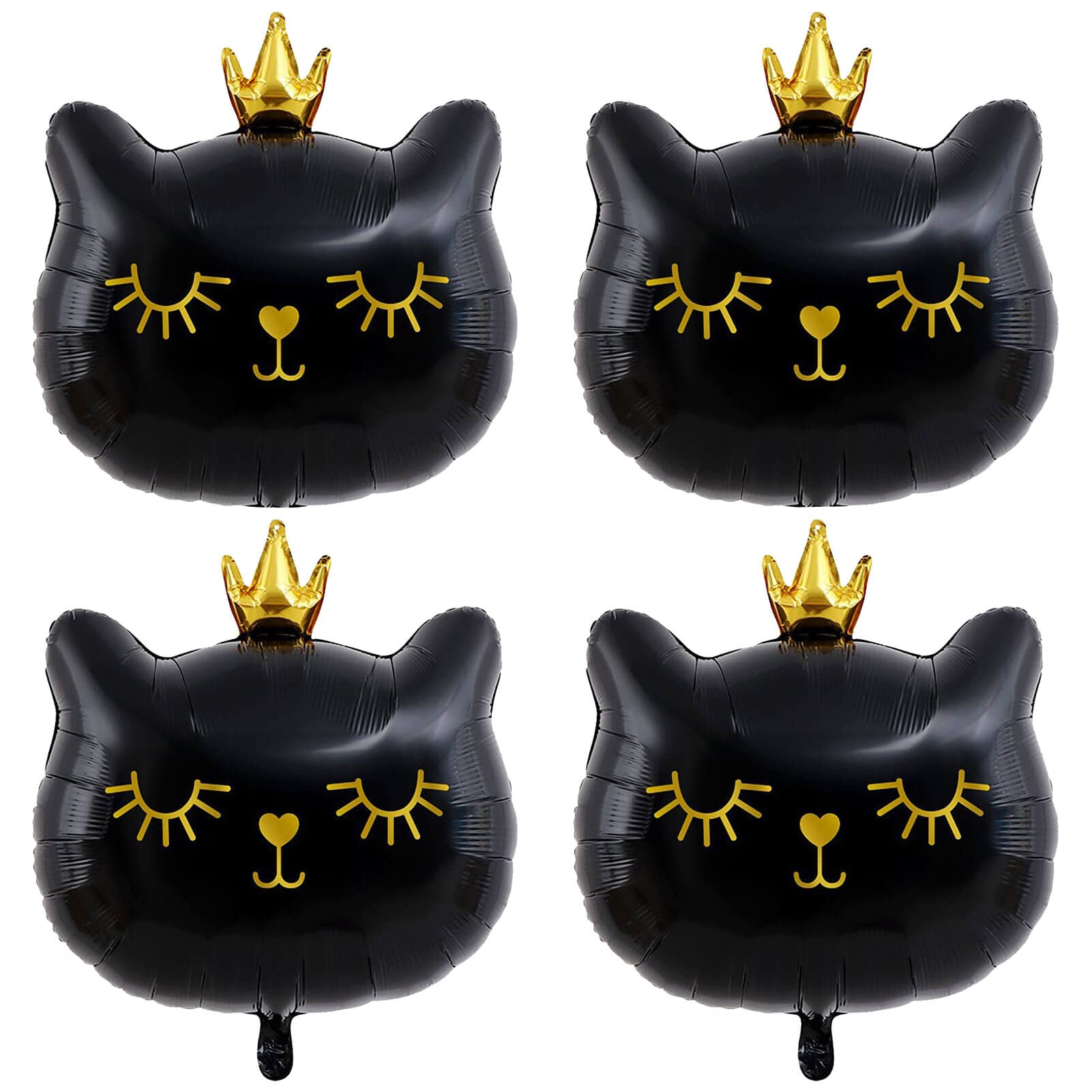 Giant Cat Balloons 22 Inch Adorable Black Crown Kitty White Cat Balloons for Kitten Pet Cat Theme Birthday Party Decorations