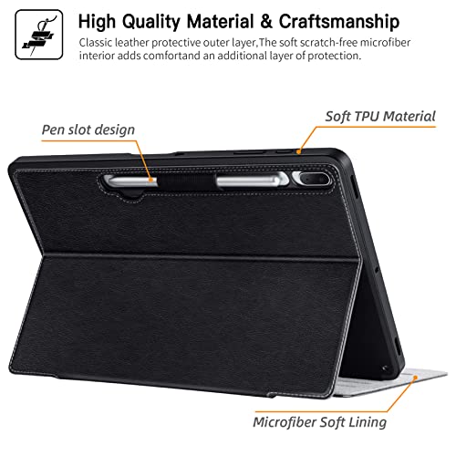 ZtotopCase for Samsung Galaxy Tab S7 FE 5G/S7 Plus/S8 Plus 12.4 Inch Tablet [5 Magnetic Stand Angles],Auto Wake/Sleep, Premium PU Leather Smart Cover for Galaxy S8+ 2022/S7 FE 2021/S7+ 2020,Black