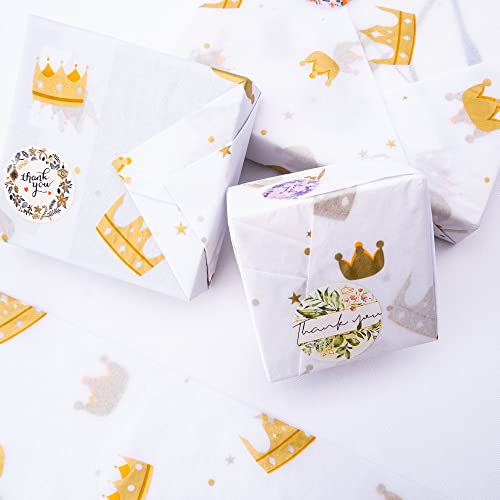 MR FIVE 30 Sheets White and Metallic Gold Tissue Paper Bulk,20" x 28",Gold Tissue Paper for Gift Bags,DIY and Crafts,Gift Wrapping Paper for Weeding,Graduation,Birthday