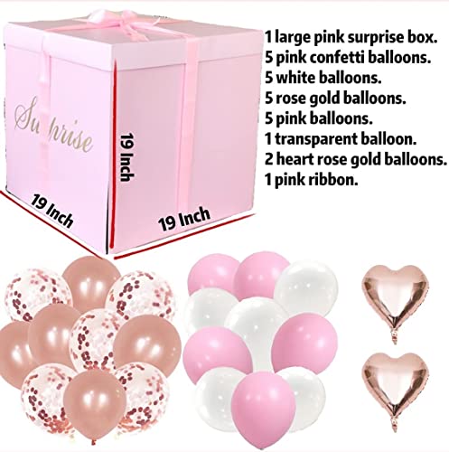 Big Large Huge 19x19x19" Pink Explosion Gift Wrap Box for Birthday-19x19x19" Explosion Box