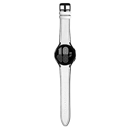 PU Leather Bands Compatible for Samsung Galaxy Watch 4 Band 40mm 44mm,20mm Adjustable Sport Replacement Watch Band Straps for Galaxy Watch 4 Classic Band 42mm 46mm Women Men, White