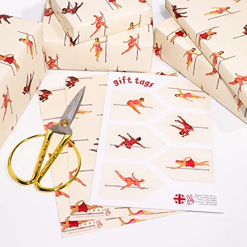 CENTRAL 23 Pin Up Wrapping Paper for Women - 6 Sheets of Birthday Gift Wrap for Her - Pole Dancing - Dancers - Female - Feminine - Beige Orange - Recyclable