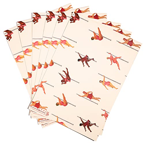 CENTRAL 23 Pin Up Wrapping Paper for Women - 6 Sheets of Birthday Gift Wrap for Her - Pole Dancing - Dancers - Female - Feminine - Beige Orange - Recyclable