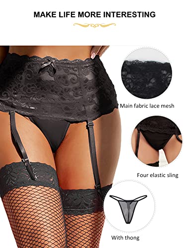 ohyeah Women Plus Size Garter Belts for Thigh Highs Lace Garter Belt Set Suspender Belt for Stocking