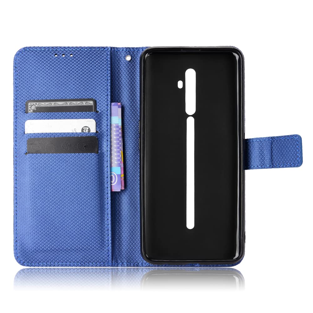 Elubugod Case for Oppo Reno2 Z Leather Case Cover,Case for Oppo Reno2 F Leather Case Cover,Case for Oppo Reno 2Z CPH1945 CPH1951 PCKM80 / Reno 2F CPH1989 Case PU Leather flip Cover Blue