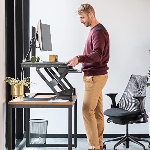 Ergotron – WorkFit-TL Standing Desk Converter, Dual Monitor Sit Stand Desk Riser for Tabletops – 37.5 Inch Width, Black