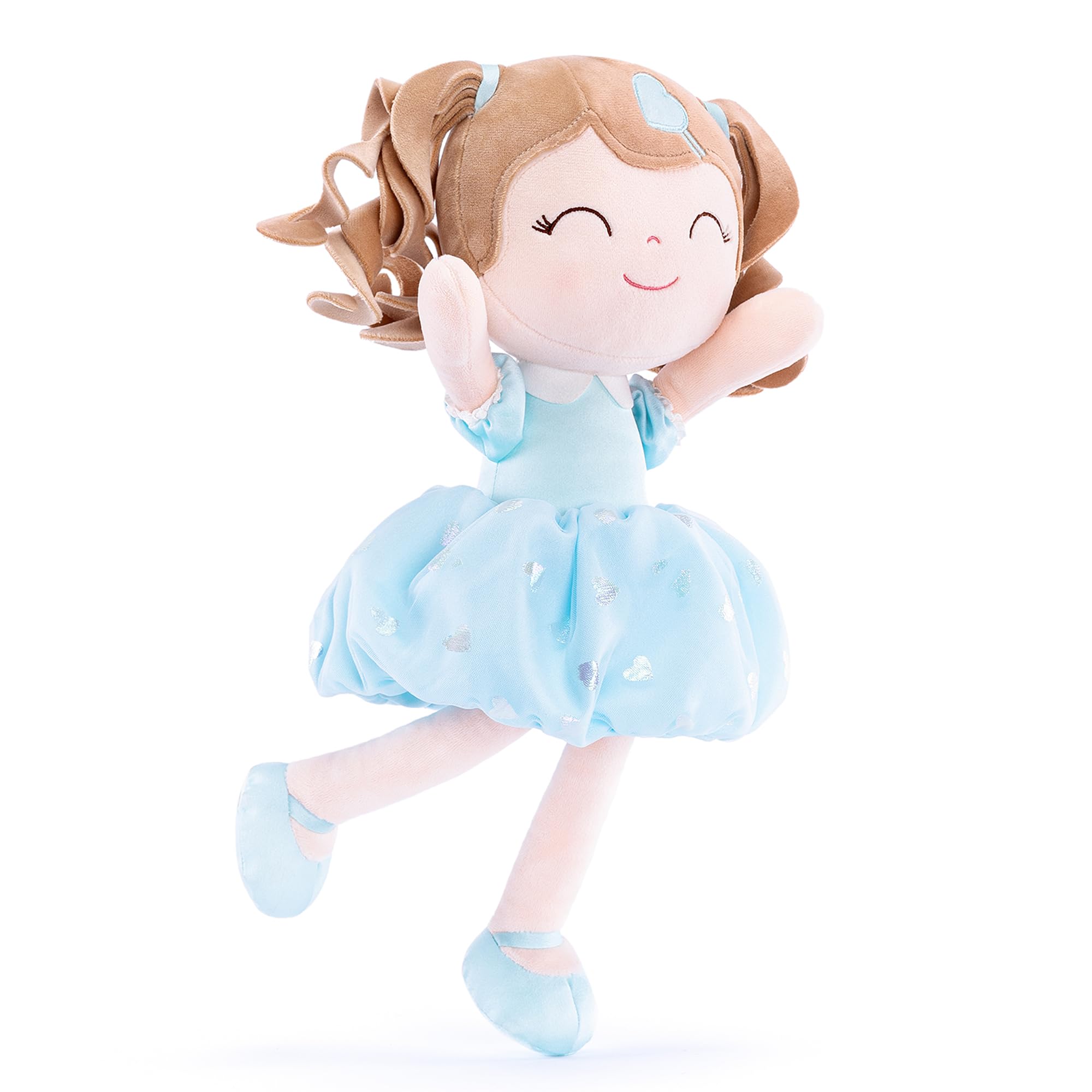 Gloveleya Baby Doll Gifts Plush Curly Girl Toys with Love 16" Azure
